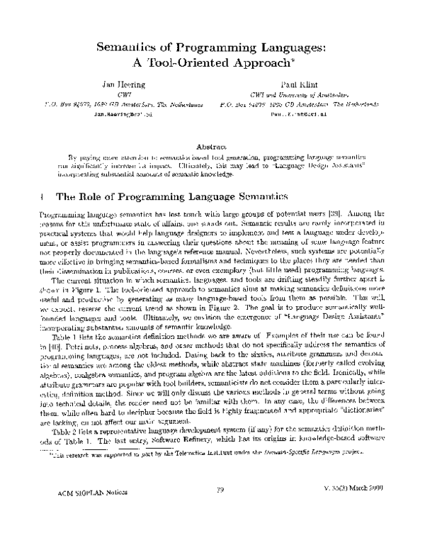 (PDF) Semantics of programming languages: A tool-oriented approach
