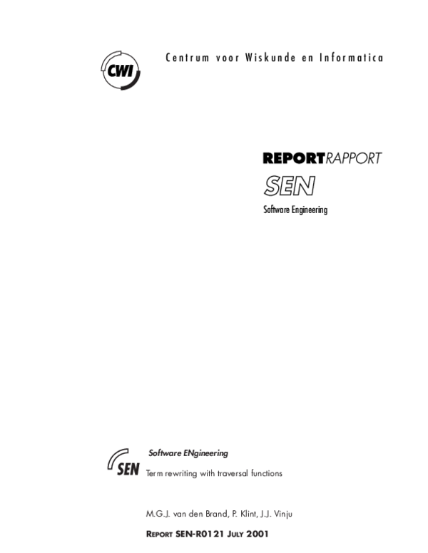 (PDF) Report SEN-R0121 July 2001