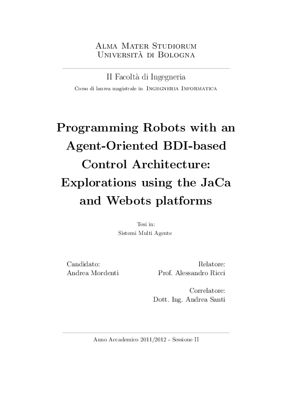(PDF) Programming Robots with an Agent-Oriented BDI-based Control Architecture: Explorations ...