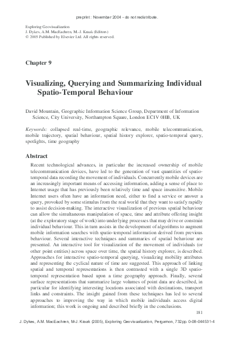 Pdf Visualizing Querying And Summarizing Individual Spatio Temporal
