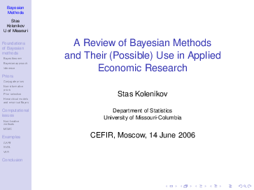 (PDF) A Review of Bayesian Methods and Their (Possible) Use in Applied ...