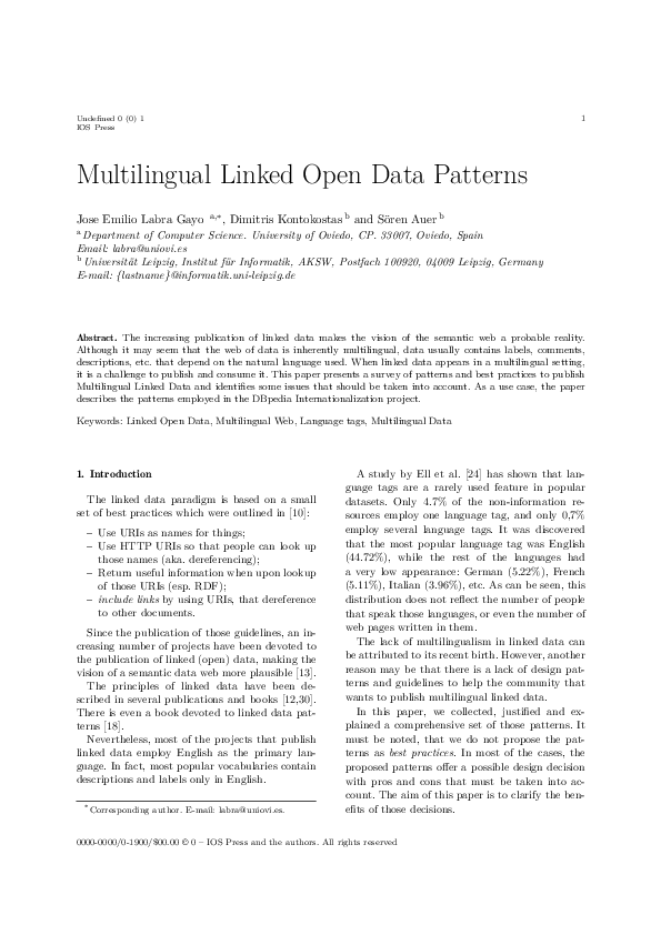 (PDF) Multilingual Linked Open Data Patterns
