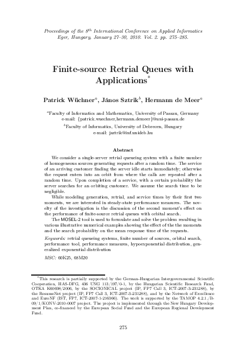 (PDF) Finite-source Retrial Queues with Applications