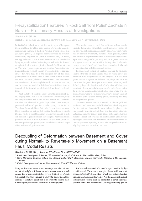 (PDF) Recrystallization Features in Rock Salt from Polish Zechstein ...