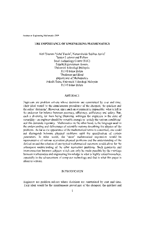 (PDF) The importance of engineering mathematics