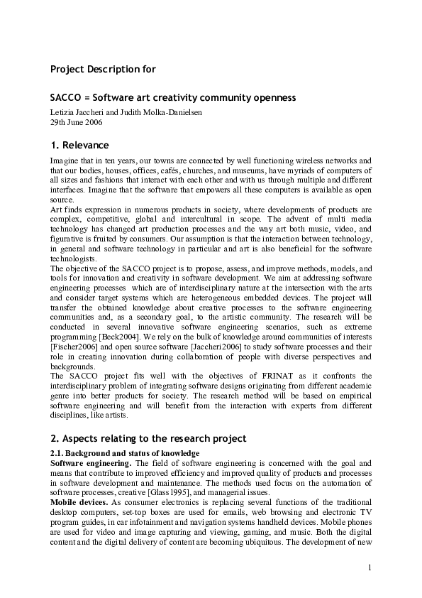 (PDF) Project Description for
