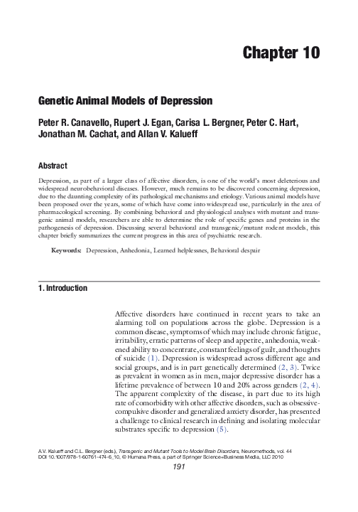 (PDF) Genetic animal models of depression