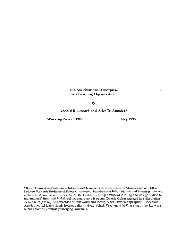 (PDF) The multinational enterprise as a learning organization