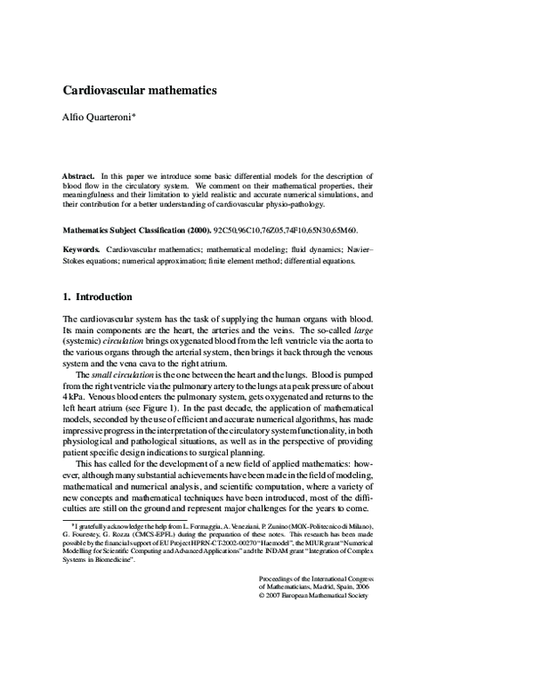 (PDF) Cardiovascular mathematics
