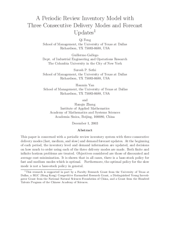 (PDF) Periodic-review inventory model with three consecutive delivery ...