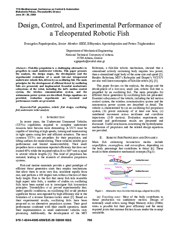 (PDF) Design, modeling and open-loop control of a BCF mode bio-mimetic ...