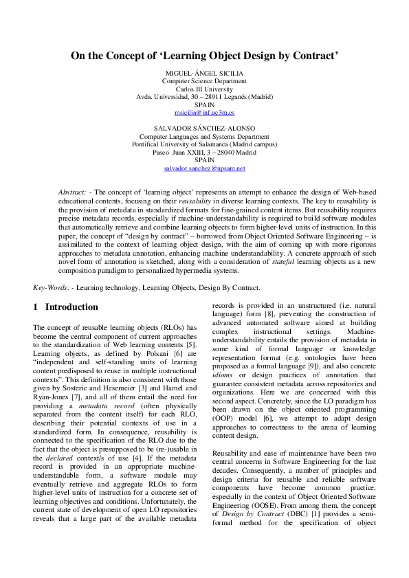 (PDF) Learning Object Design by Contract for Reusability