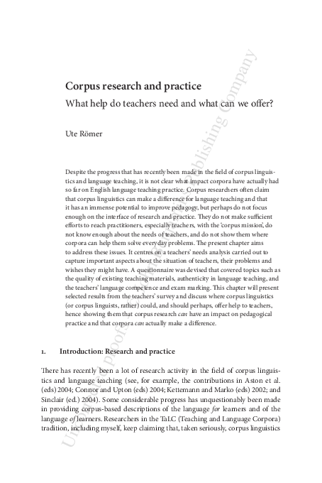 (PDF) Corpus research and practice