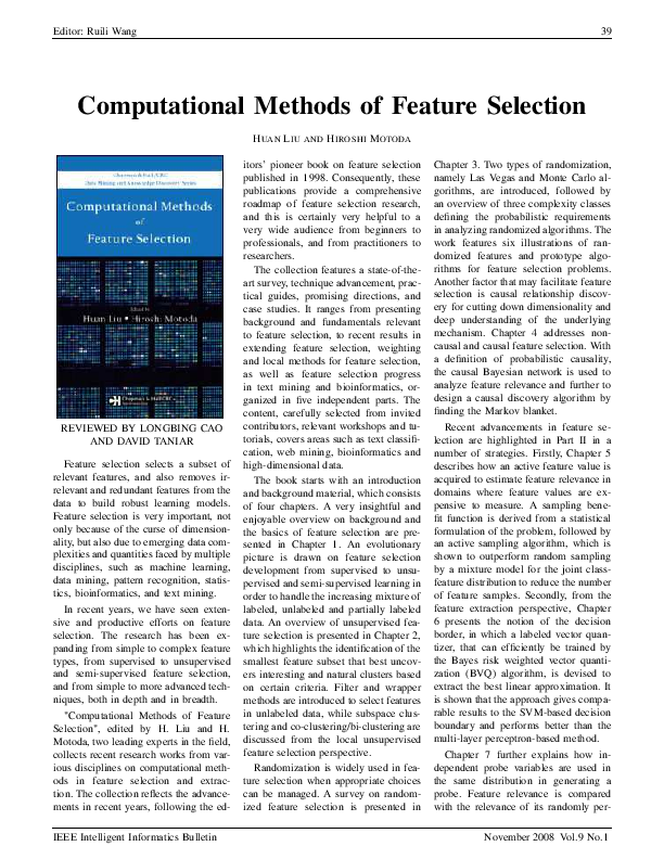 Pdf Computational Methods Of Feature Selection 2008