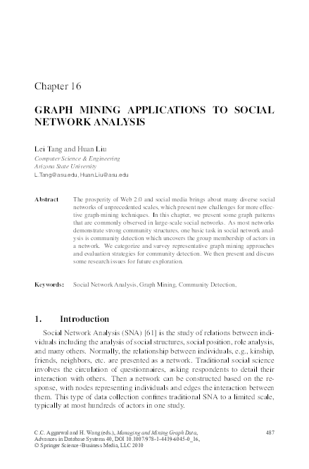 (PDF) Graph mining applications to social network analysis