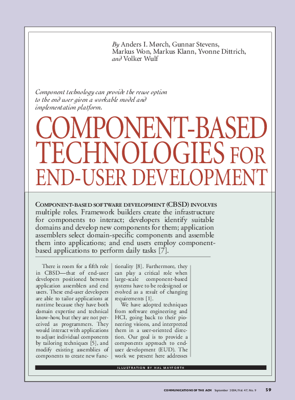 (PDF) Component-based technologies for end-user development