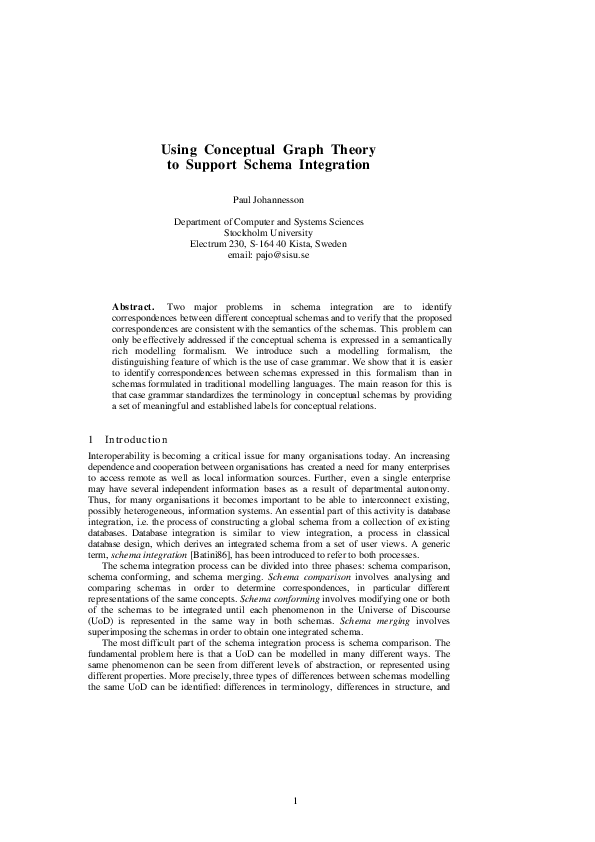 (PDF) Using conceptual graph theory to support schema integration