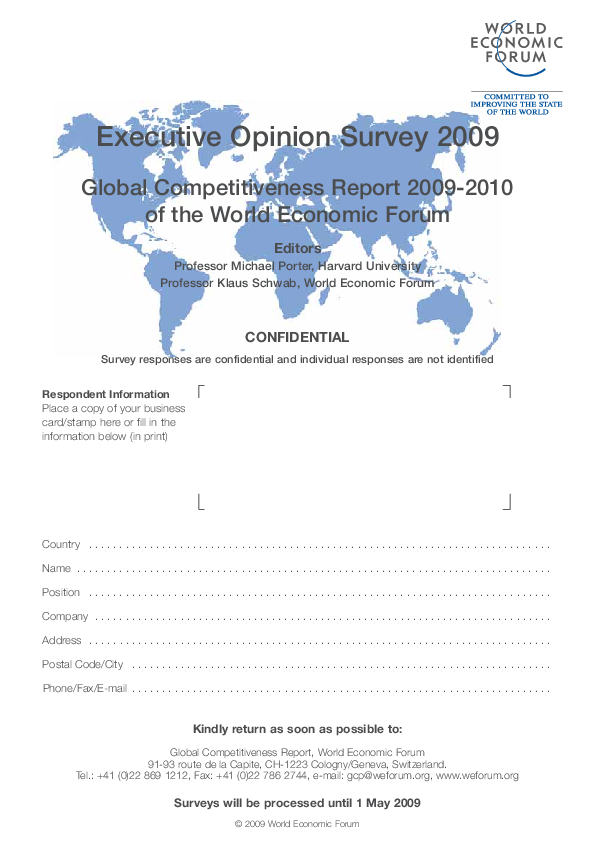 (PDF) Executive Opinion Survey 2009