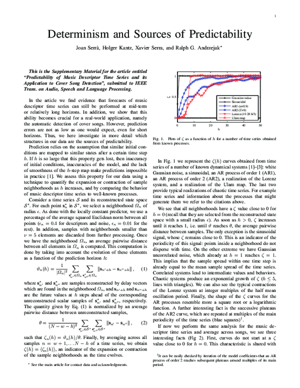 (PDF) Determinism and Sources of Predictability