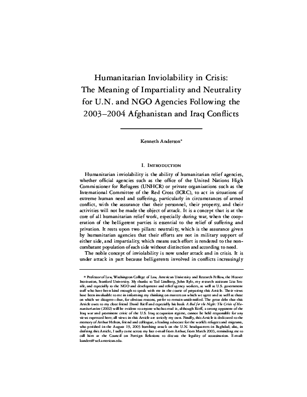 (PDF) Humanitarian inviolability in crisis: The meaning of impartiality ...