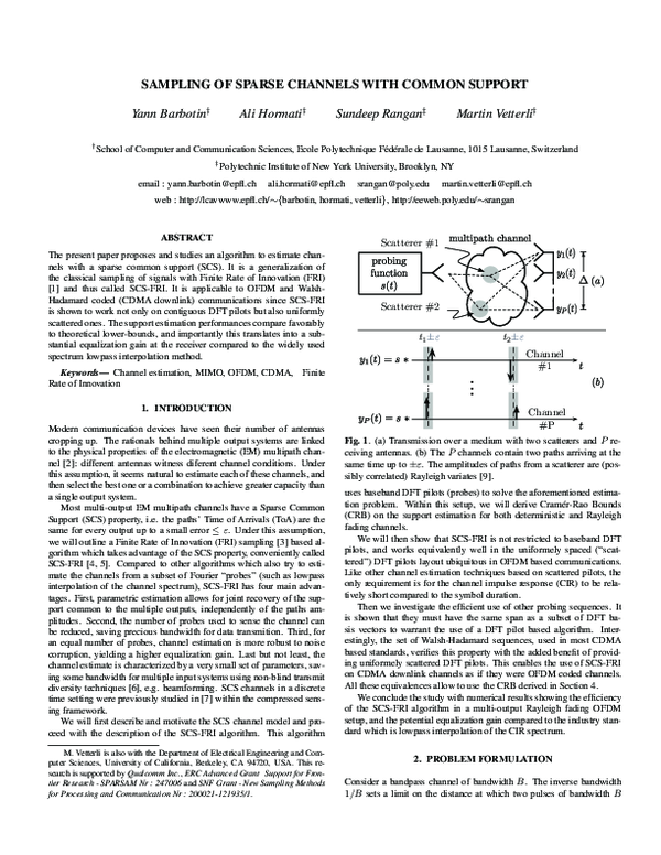 (PDF) Sampling of sparse channels with common support