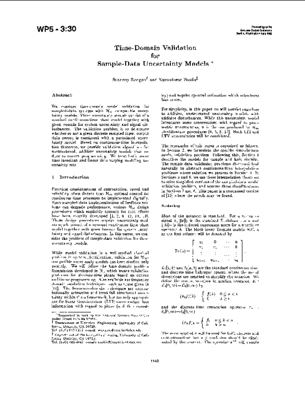 (PDF) Time-domain validation for sample-data uncertainty models
