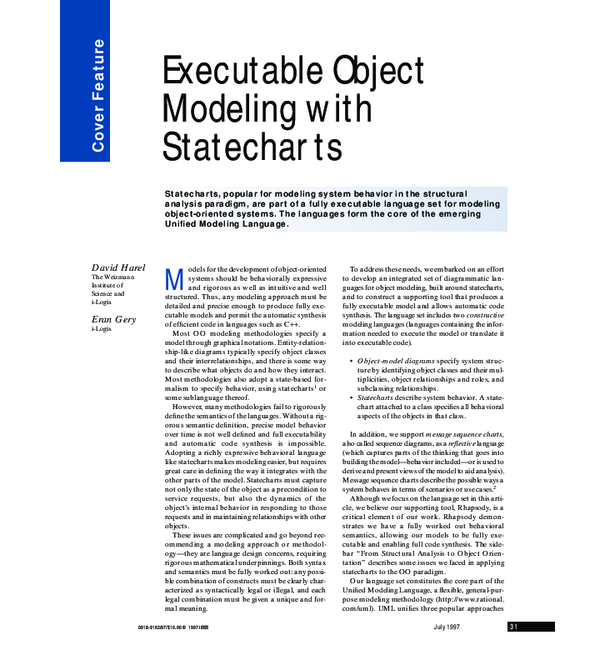 Pdf Executable Object Modeling With Statecharts David Harel