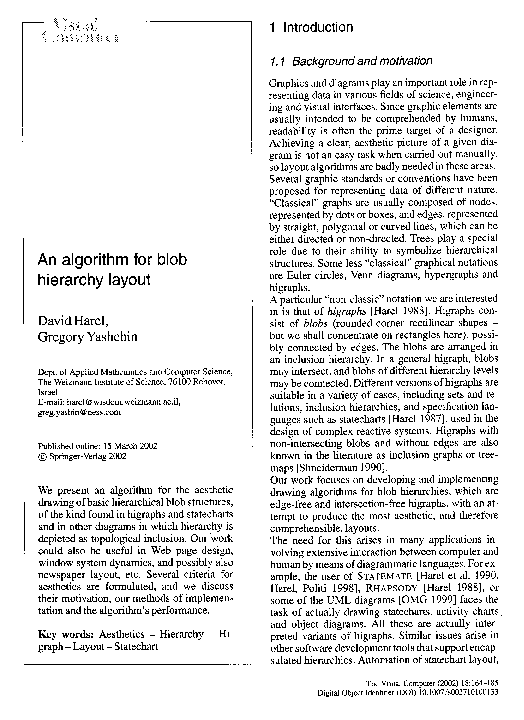 Pdf An Algorithm For Blob Hierarchy Layout David Harel 4773