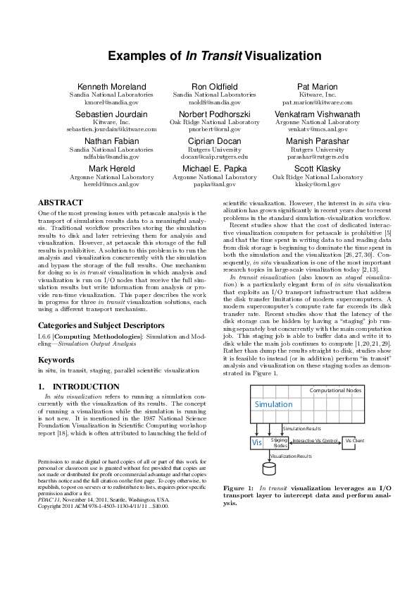 (PDF) Examples of in transit visualization