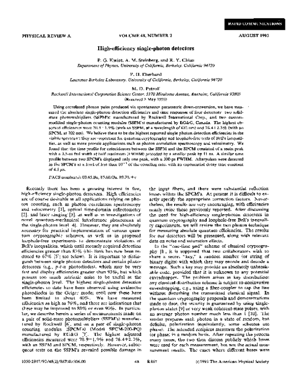 (PDF) High-efficiency single-photon detectors