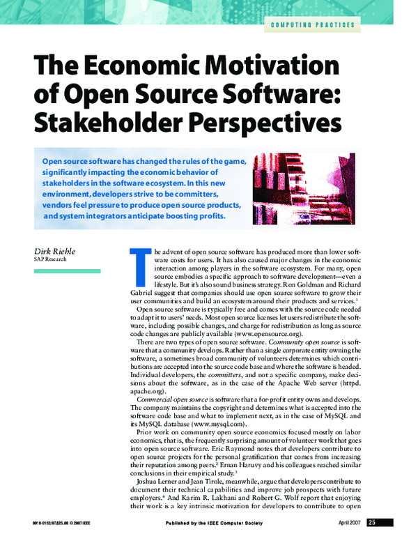 (PDF) The economic motivation of open source software: Stakeholder ...