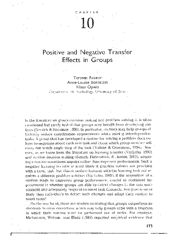(PDF) Positive and negative transfer effects in groups