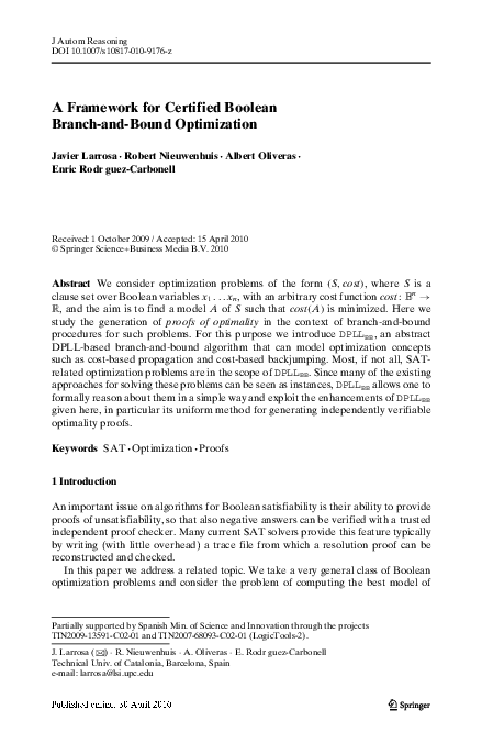 (PDF) A framework for certified boolean branch-and-bound optimization