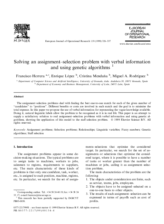 (PDF) Solving an assignment–selection problem with verbal information ...