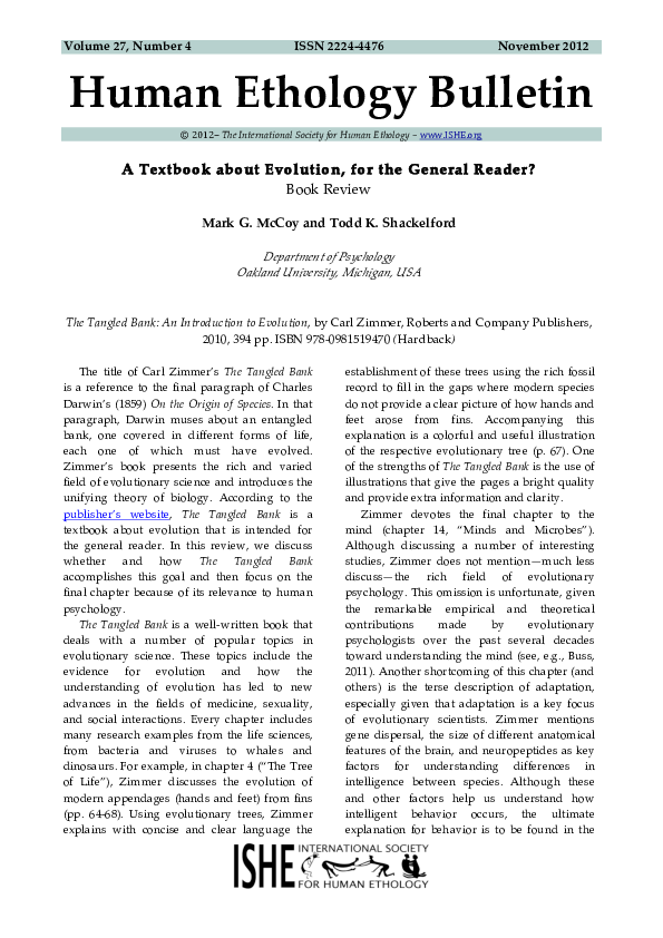 (PDF) A Textbook about Evolution, for the General Reader?