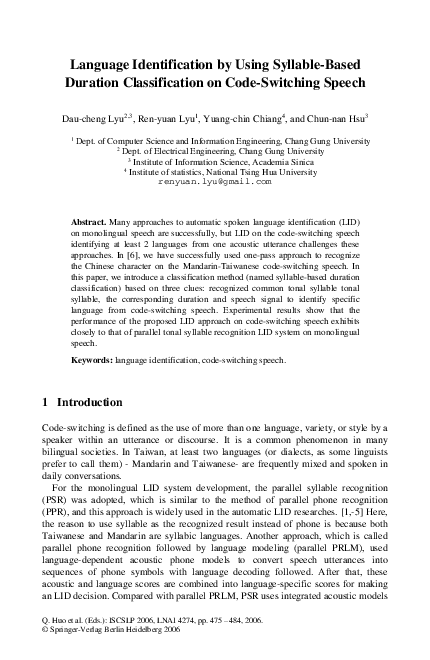 (PDF) Language identification by using syllable-based duration classification on code-switching ...
