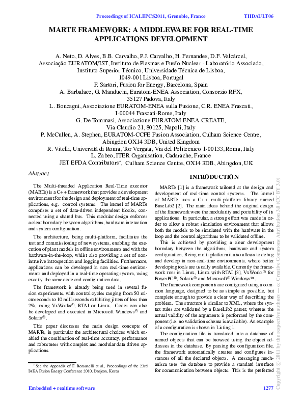 (PDF) MARTe Framework: A Middleware for Real-Time Applications Development
