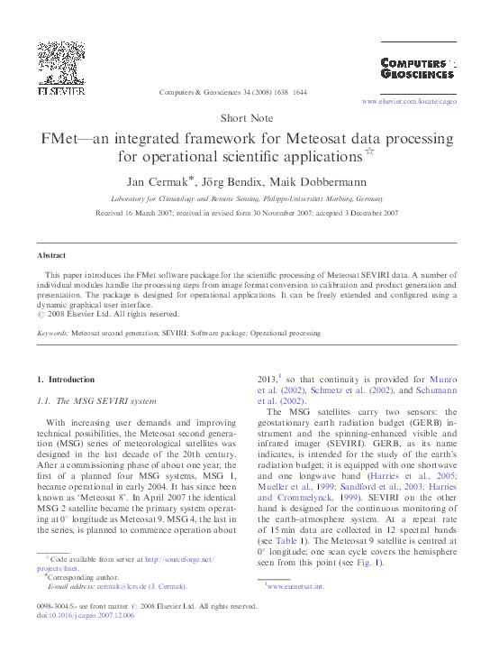 (PDF) FMet—an integrated framework for Meteosat data processing for ...