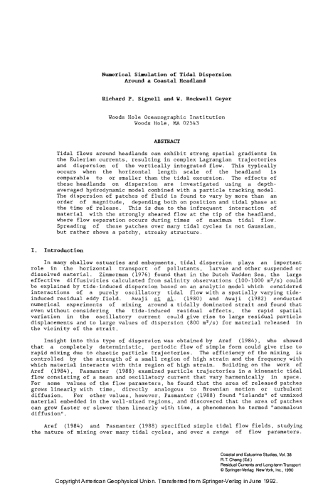 (PDF) Numerical simulation of tidal dispersion around a coastal headland