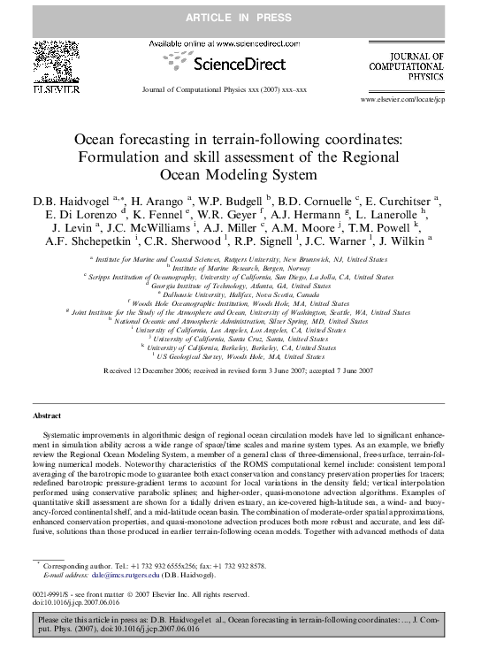 Pdf Ocean Forecasting In Terrain Following Coordinates Formulation