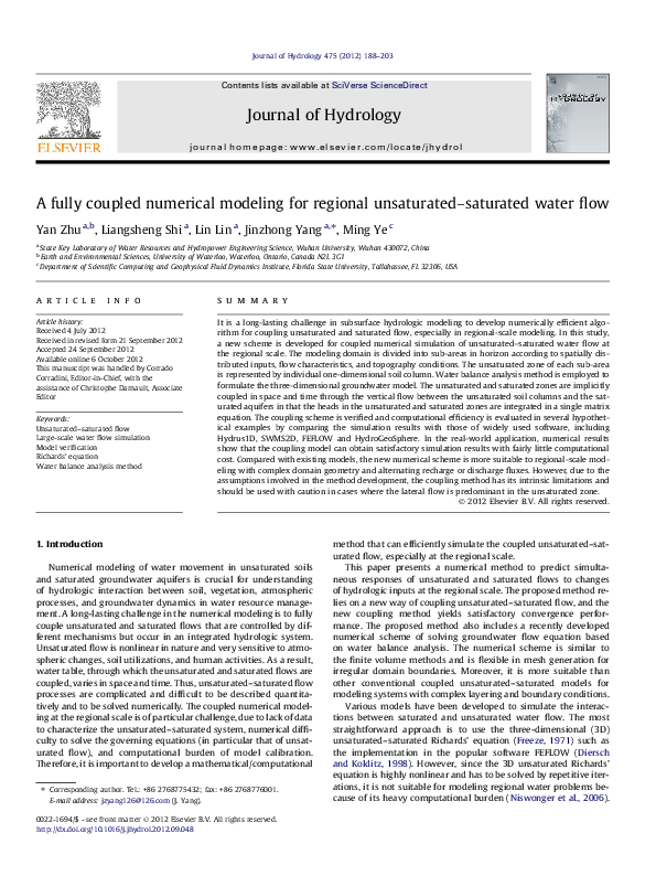 (PDF) A Fully Coupled Numerical Modeling for Regional Unsaturated ...
