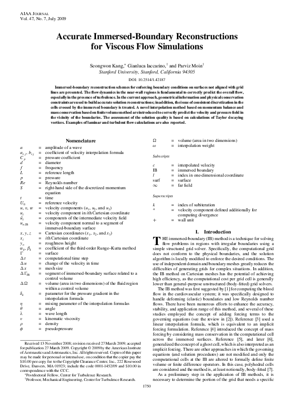 (PDF) Accurate immersed-boundary reconstructions for viscous flow simulations