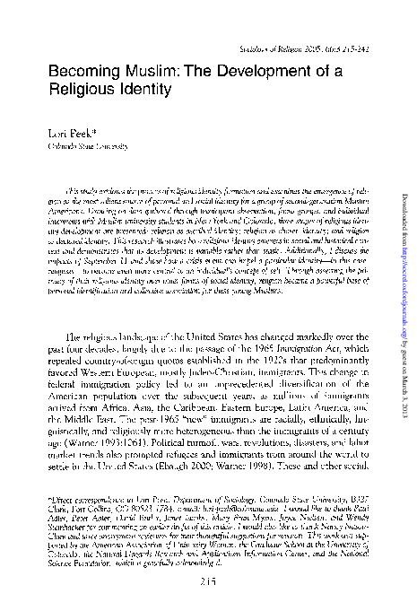 (PDF) Becoming Muslim: The development of a religious identity