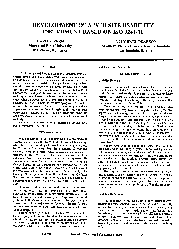 (PDF) Development of a web site usability instrument based on ISO 9241-11
