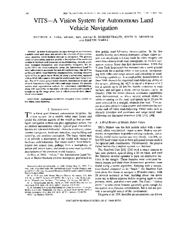(PDF) VITS-A vision system for autonomous land vehicle navigation