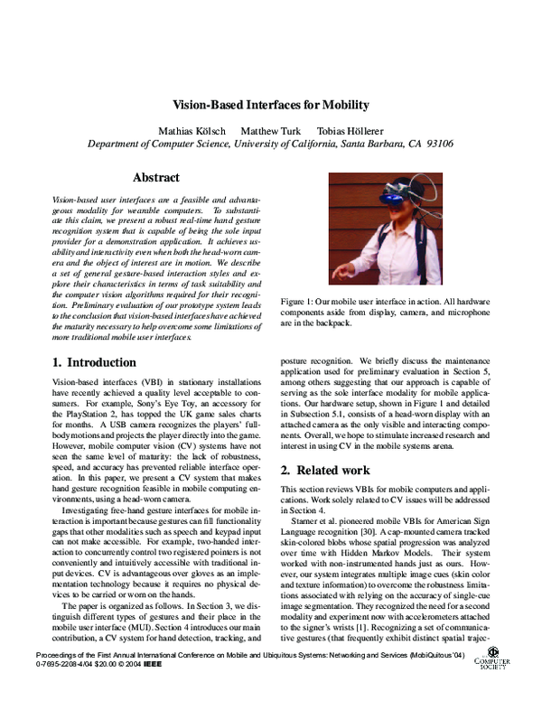 (PDF) Vision-based interfaces for mobility