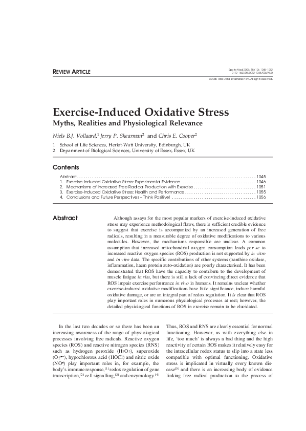 (PDF) Exercise-induced oxidative stress: myths, realities and ...