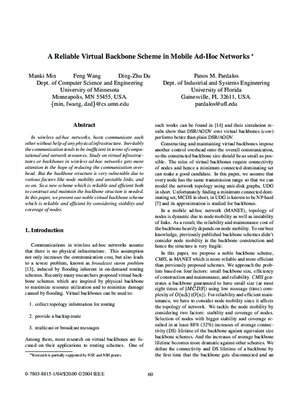 (PDF) A reliable virtual backbone scheme in mobile ad-hoc networks