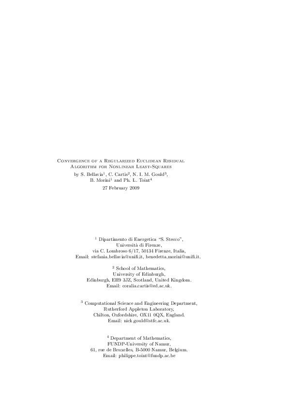 (PDF) Convergence of a regularized Euclidean residual algorithm for nonlinear least-squares