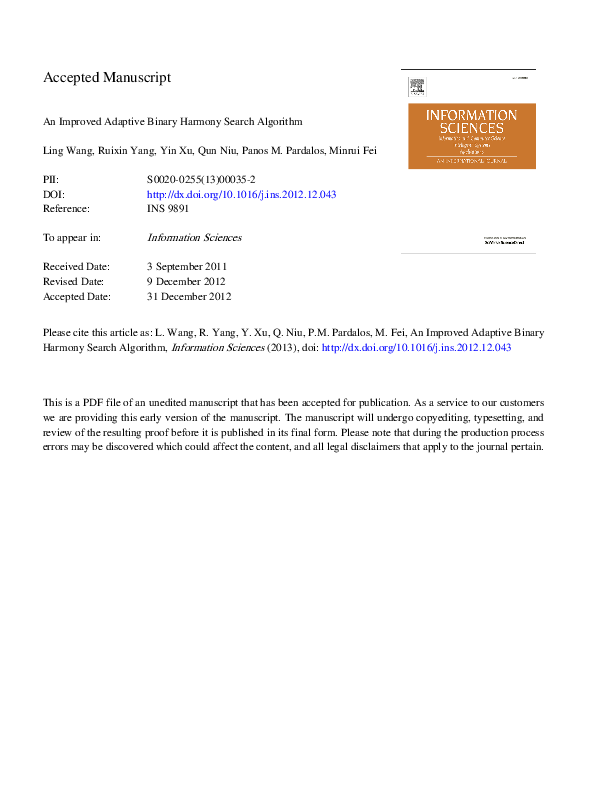 (PDF) An Improved Adaptive Binary Harmony Search Algorithm